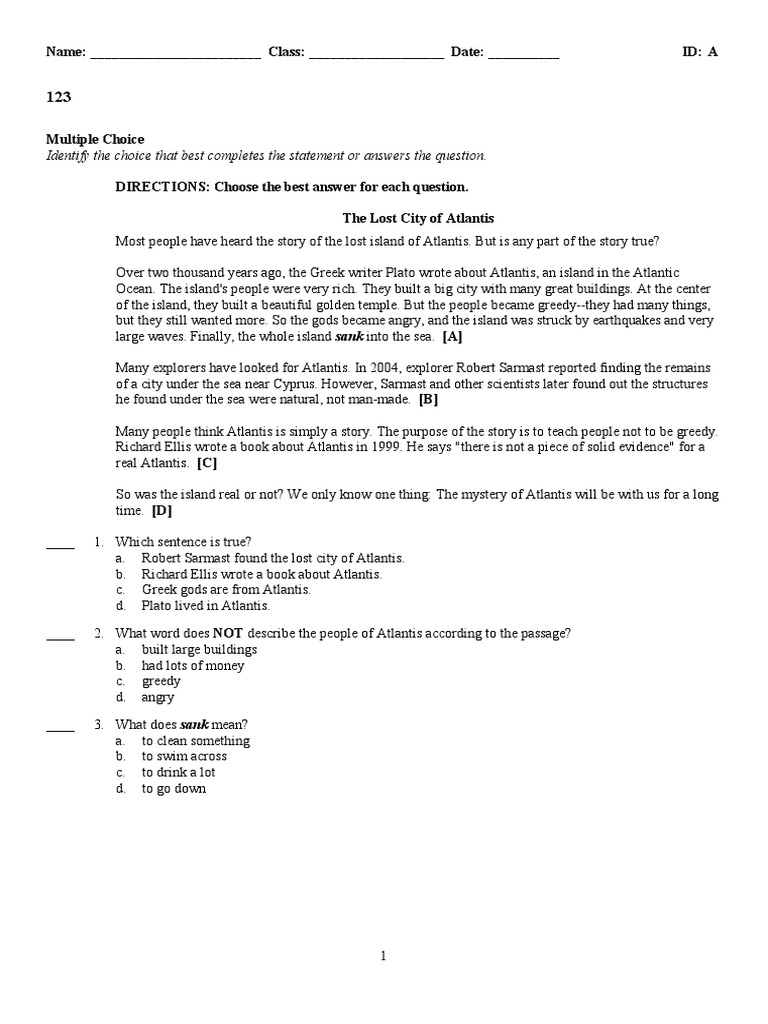 Ref 1B | PDF | Atlantis | Volcano