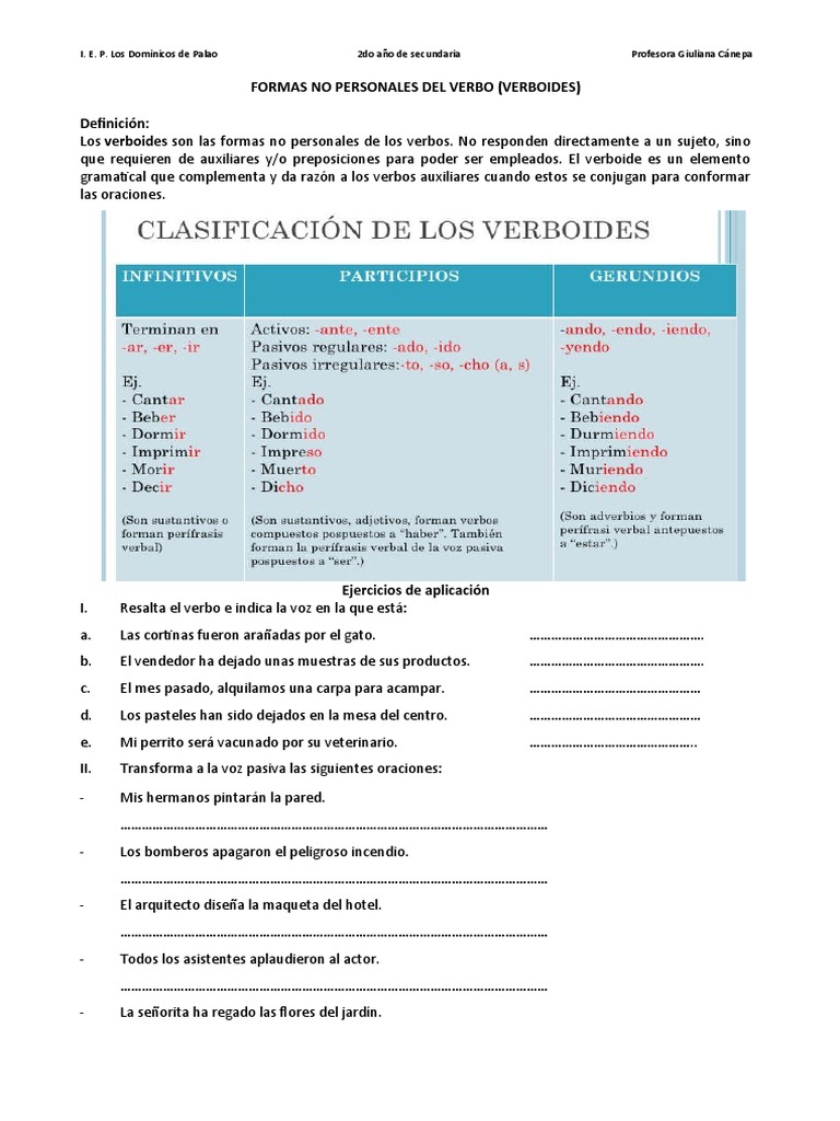 Verboides - 2do | PDF | Verbo | Conjugación gramatical