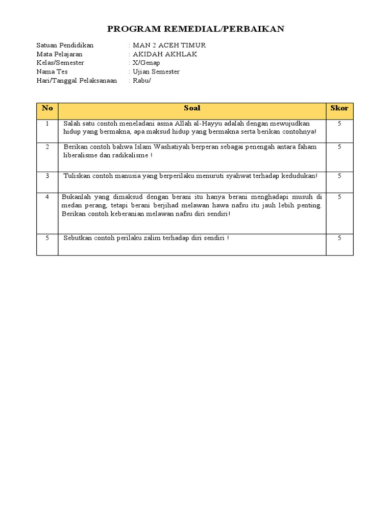 Program Remedial Uas | PDF