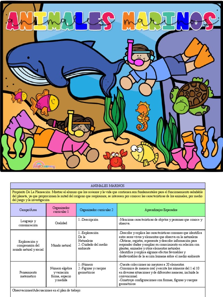(Personal) 2.-Plan Animales Marinos | PDF | Naturaleza | Geometría