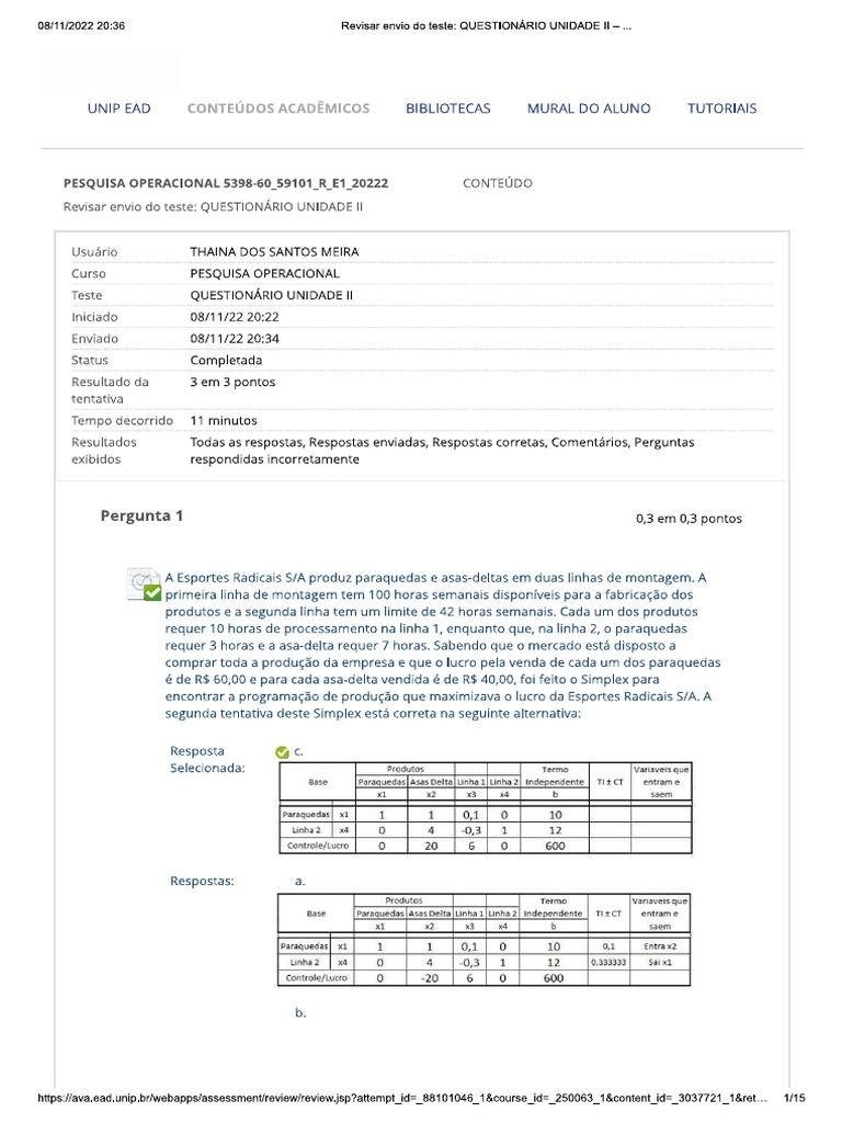 Questionário 2 Pesquisa Operacional | PDF
