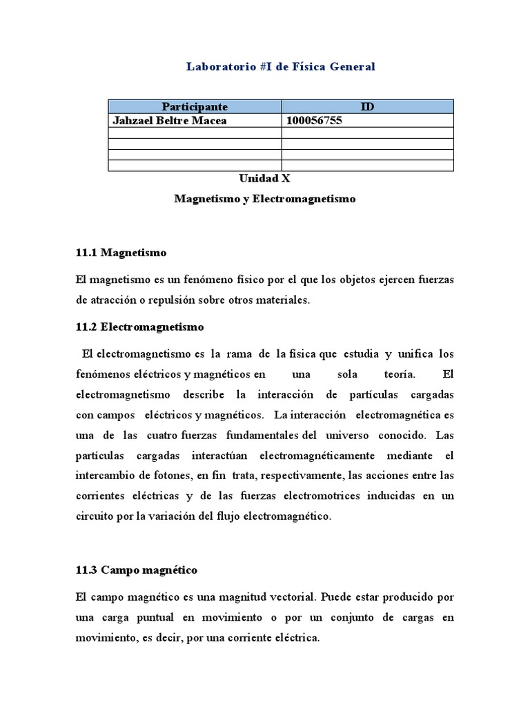 Laboratorio Final | PDF | Electromagnetismo | Campo magnético