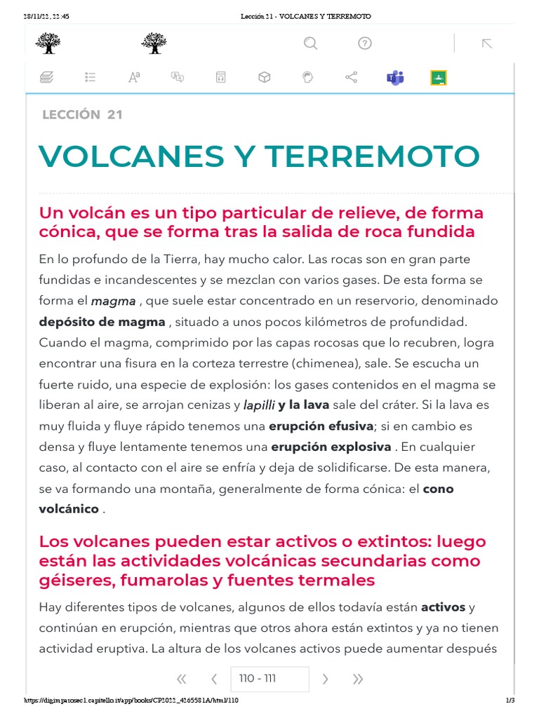 Lección 21 - VOLCANES Y TERREMOTO | PDF | Volcán | Tipos de erupciones ...