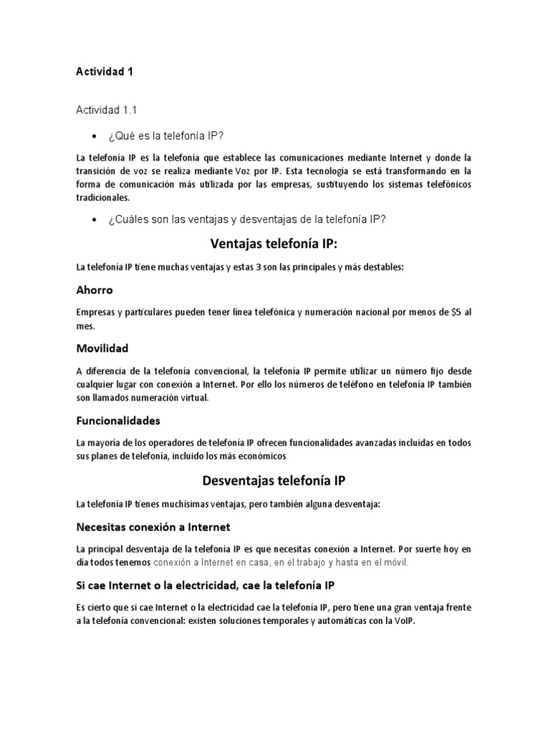 Actividad VOIP | PDF | Voz sobre IP | protocolo de Iniciacion de Sesion
