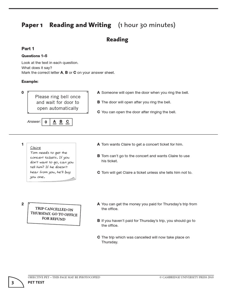 Pet Reading Practice 3 | PDF