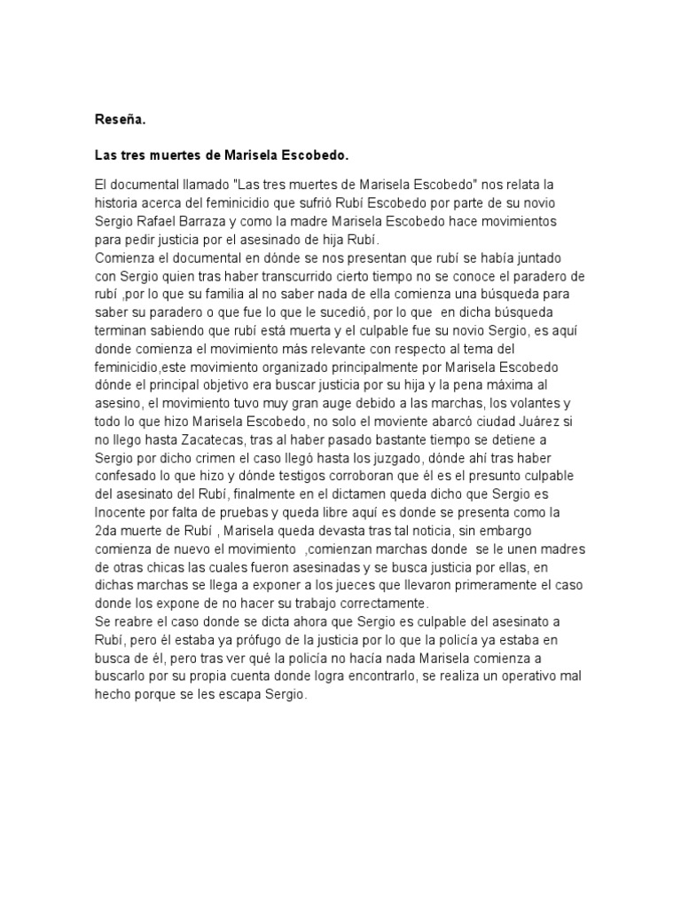 Las Tres Muertes de Marisela Escobedo. | PDF