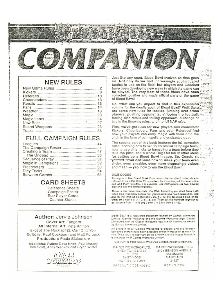 Blood Bowl - 2 Ed. Companion | PDF