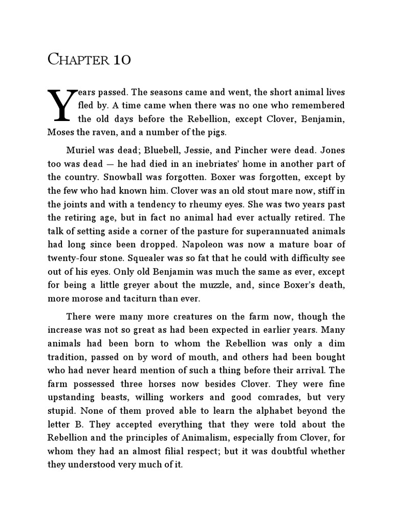 Chapter 10 - Animal Farm by George Orwell | PDF