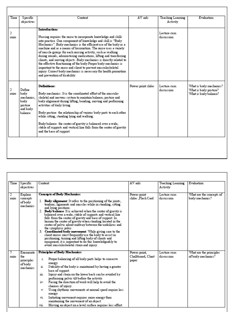 Body Mechanics in Nursing Education | PDF | Pelvis | Nursing