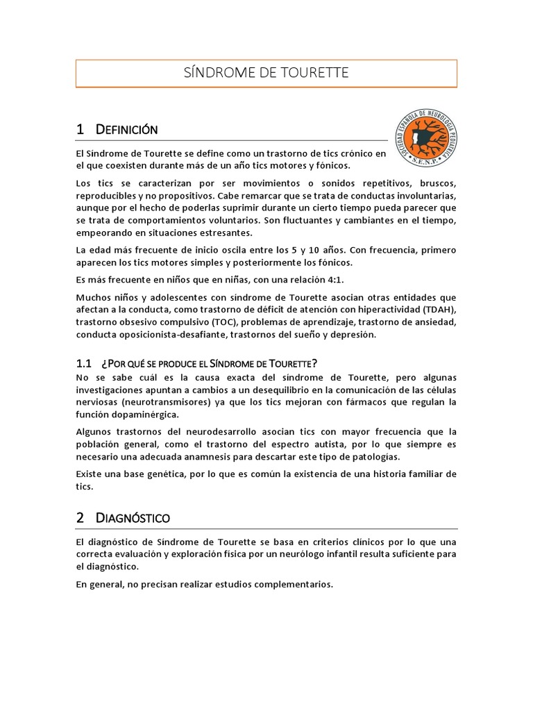 Síndrome de Tourette | PDF | Síndrome de Tourette | Desorden hiperactivo y deficit de atencion