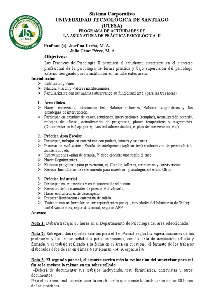 Practica Ii 2018-3. | PDF | Sicología