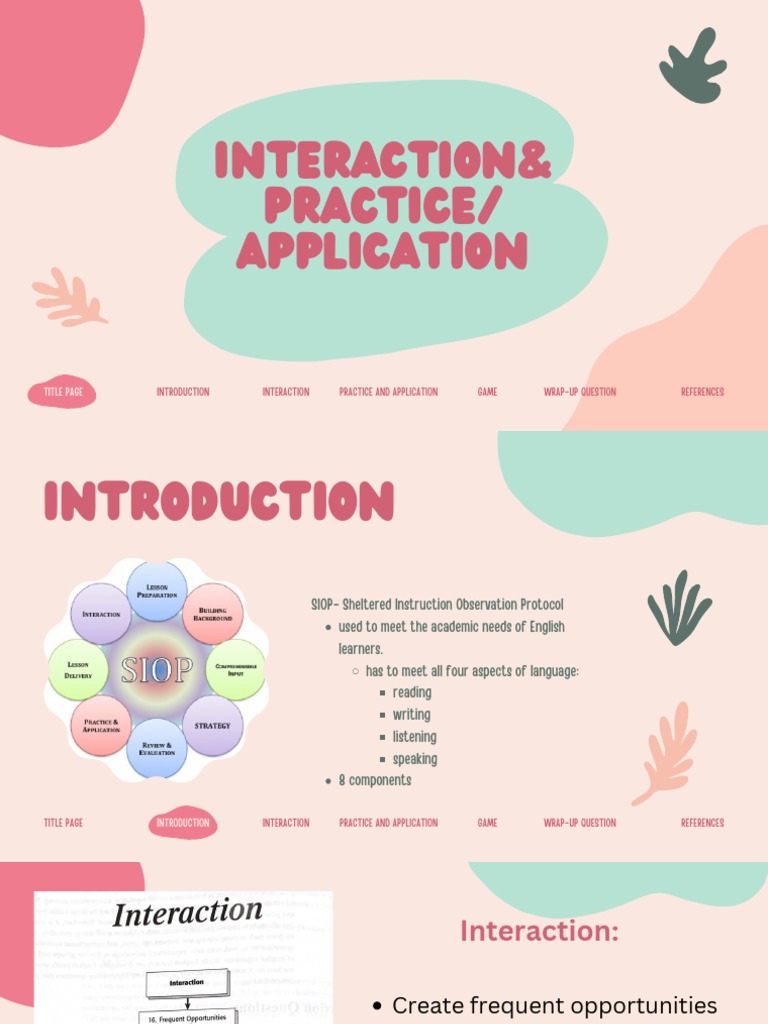 Siop Interaction Practice Application | PDF | Psycholinguistics ...