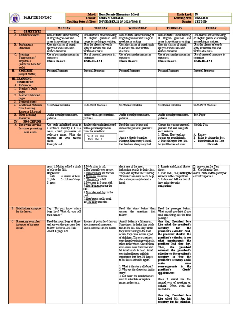 DLL English Q2 W3 | PDF | Grammatical Gender | Grammatical Number DLL English Q2 W3 | PDF | Grammatical Gender | Grammatical Number