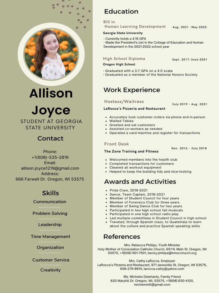 Allison Joyce's Resume Overview | PDF