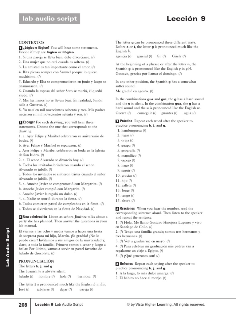 Lab Audio Script Lección 9 | PDF | Postres | Cocina