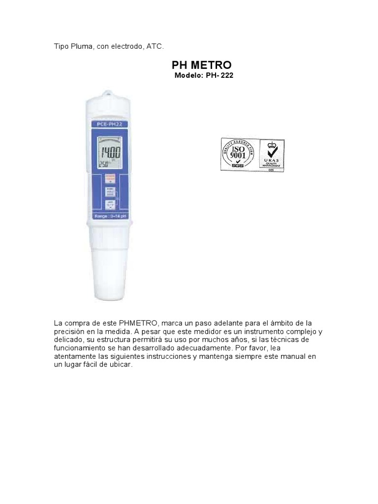 Manual Del Phmetro-222 | PDF | Calibración | Medición