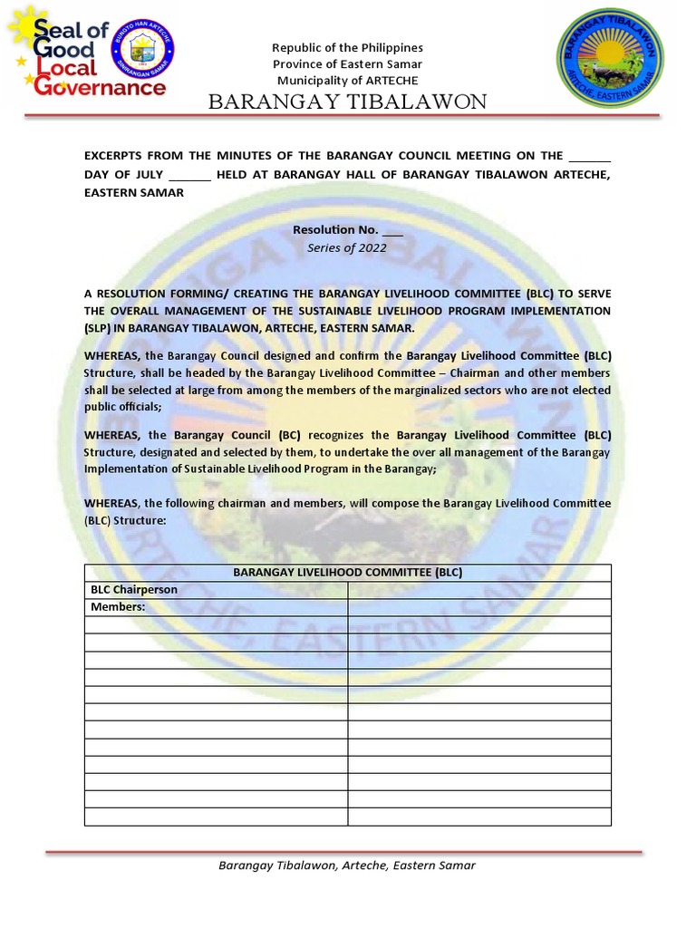 Barangay Livelihood Committee | PDF | Philippines