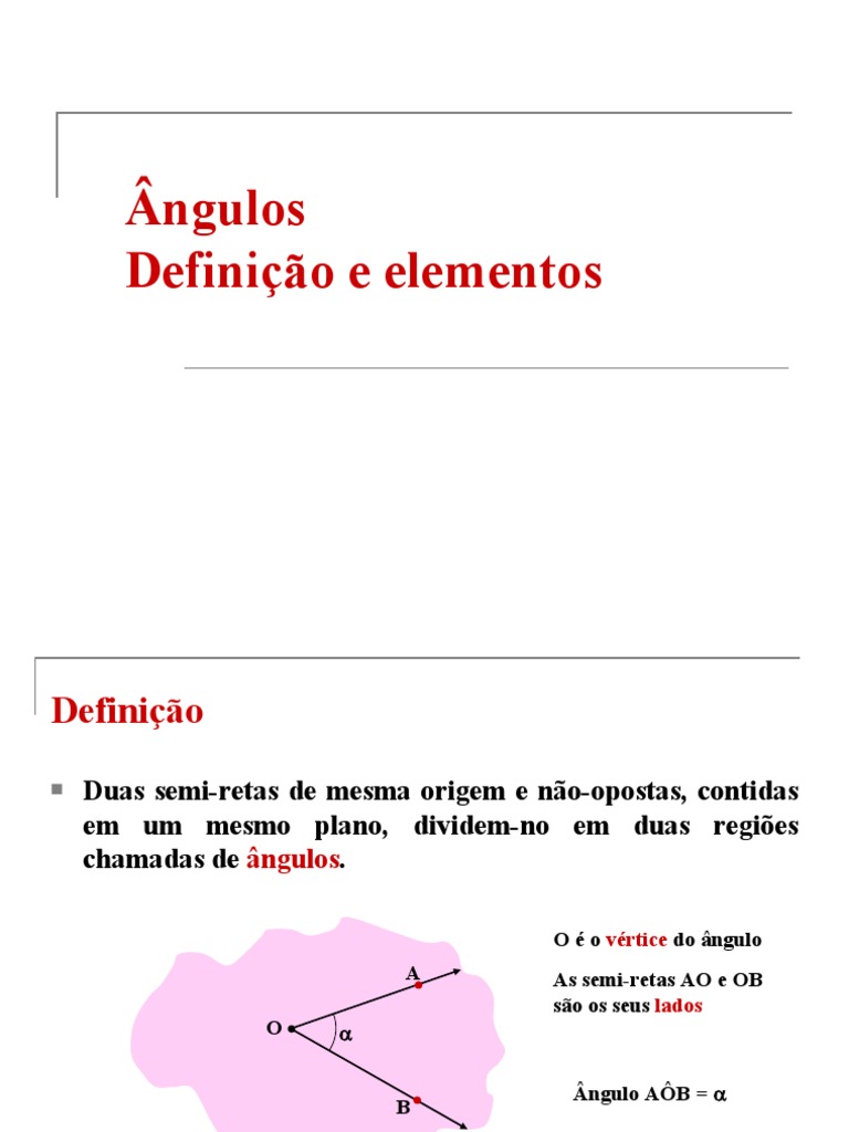 Ângulos e Suas Partes | PDF | Ângulo | Matemática elementar