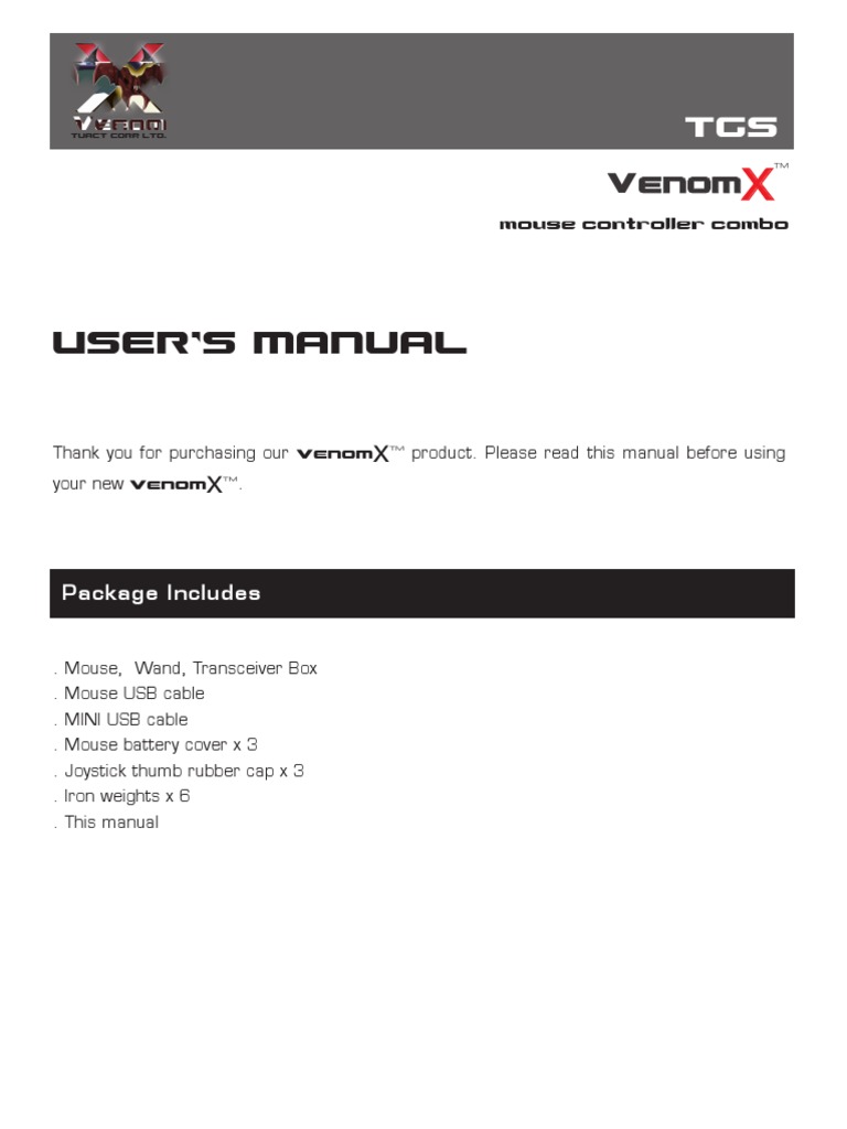 VenomX User's Manual TGS | PDF | Play Station | Usb