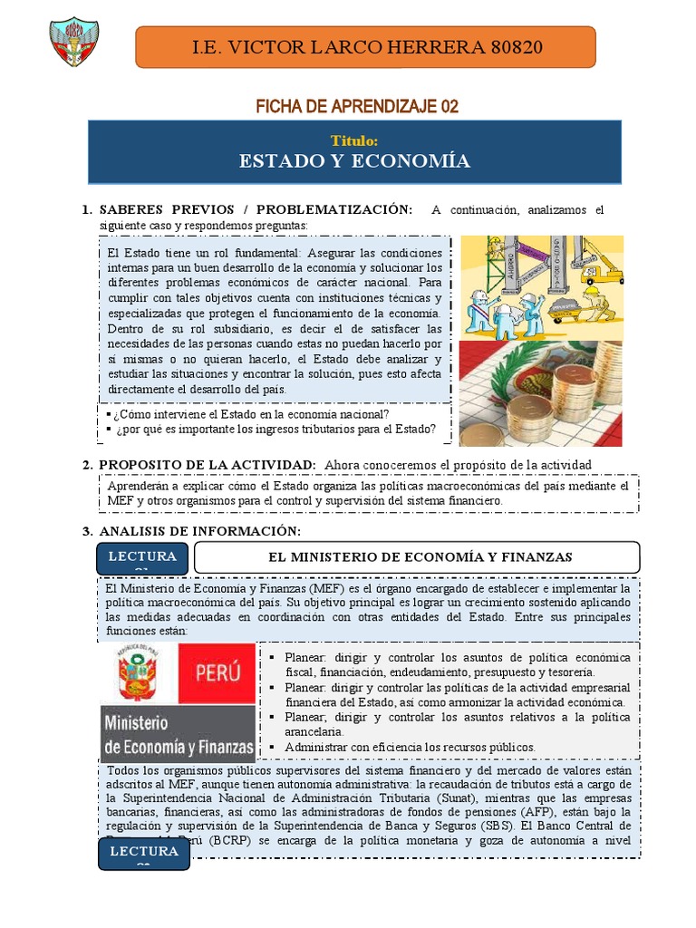 2 Ficha de Aprendizaje CCSS 2° Grado V Unidad | PDF | Impuestos | Estado (política)