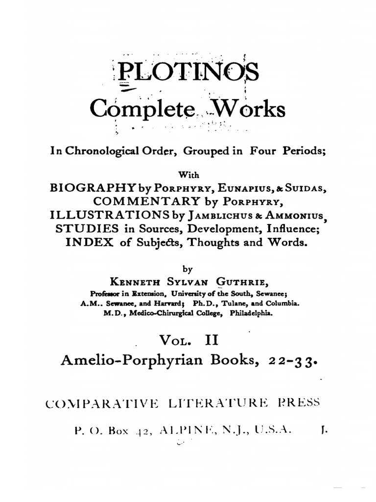 Guthrie - Complete Works of Plotinus, (En), t.2, 1918 | PDF | Soul ...