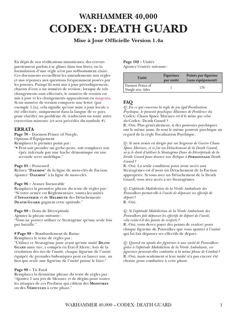 Codex Death Guard Version 1.4a | PDF
