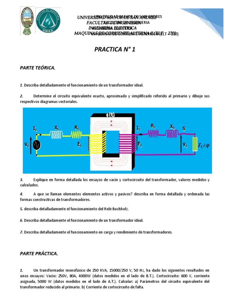 Practica #1 (Elt 270) | PDF | Transformador | Energia electrica