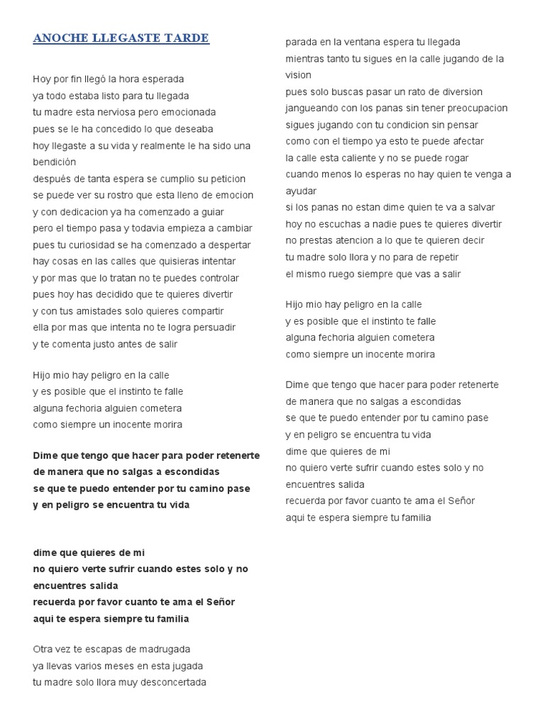 Anoche Llegaste Tarde | PDF