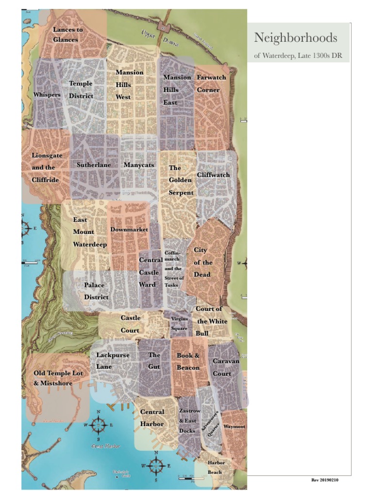 Waterdeep Neighborhoods Map Overview | PDF