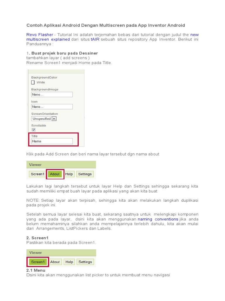 Contoh Aplikasi Android Dengan Multiscreen | PDF