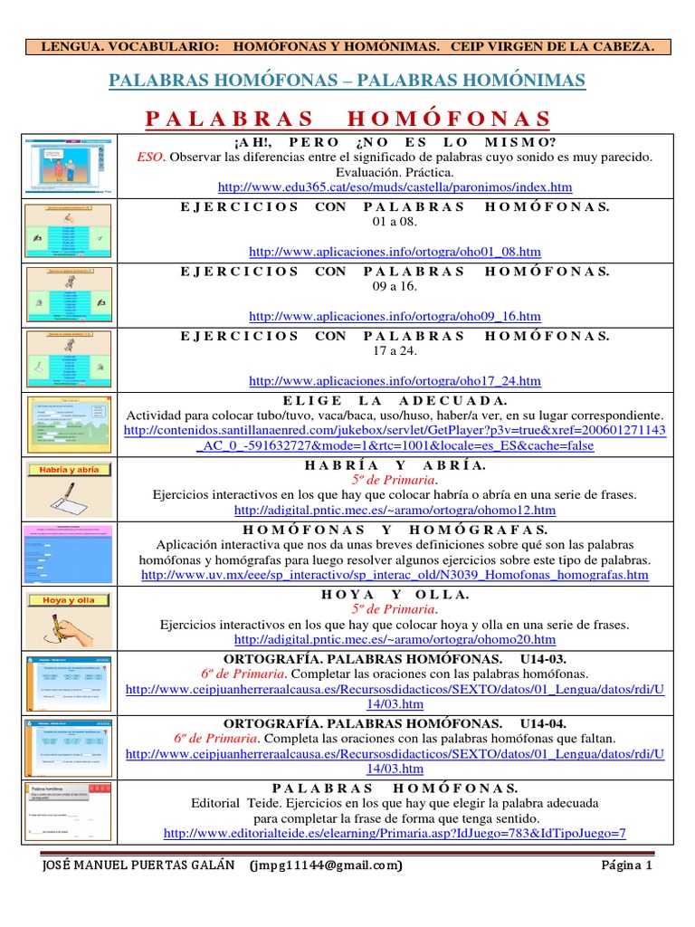 Vocabulario Homofonas y Homonimas | PDF | Lingüística | Comunicación humana