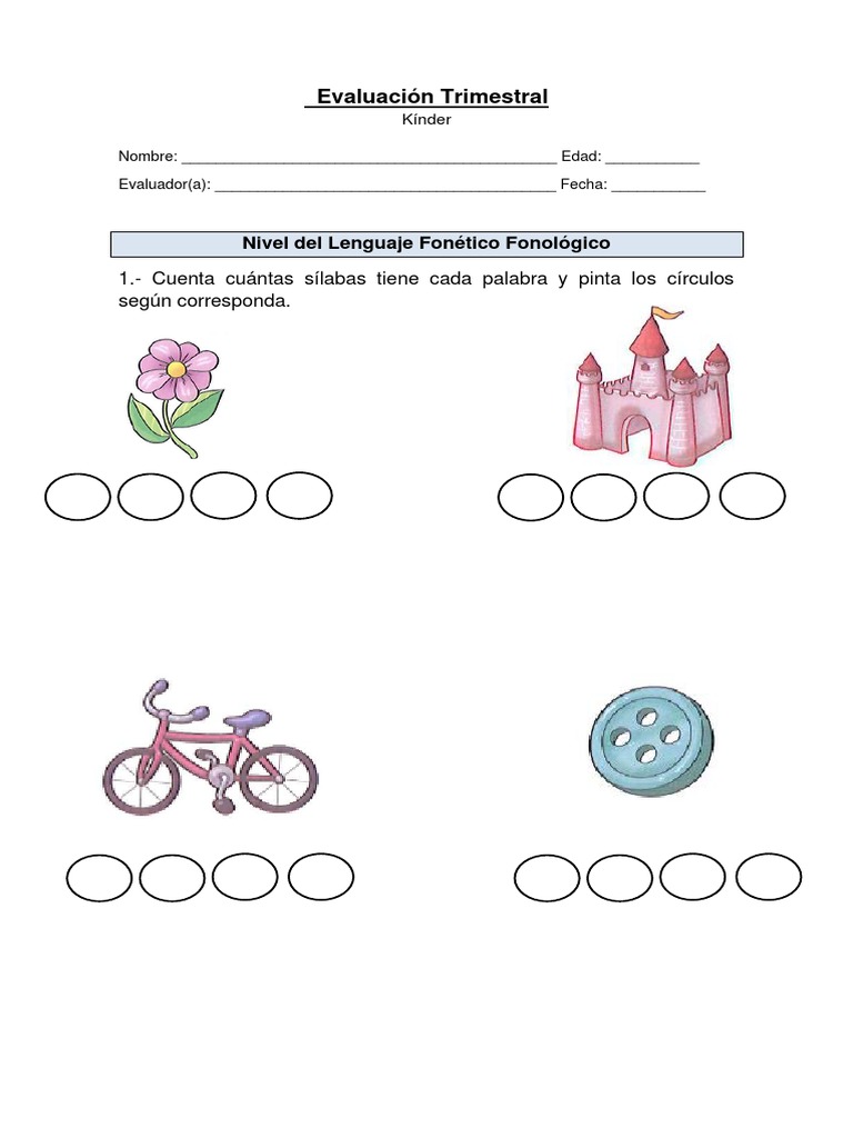 Evaluacion Tel Kinder Pdf Palabra Ciencia Cognitiva 8113