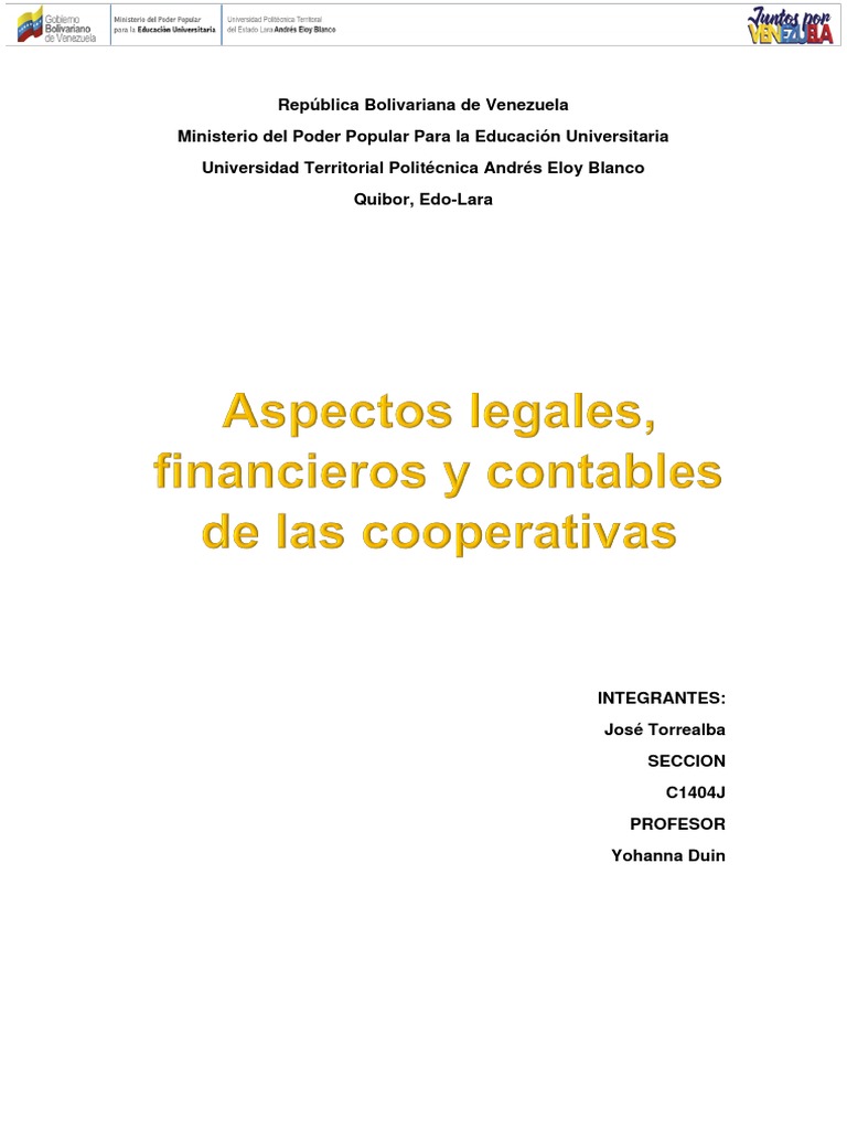 Aspectos Legales, Contables y Financieros de Las Cooperativas | PDF | Cooperativa | Contabilidad