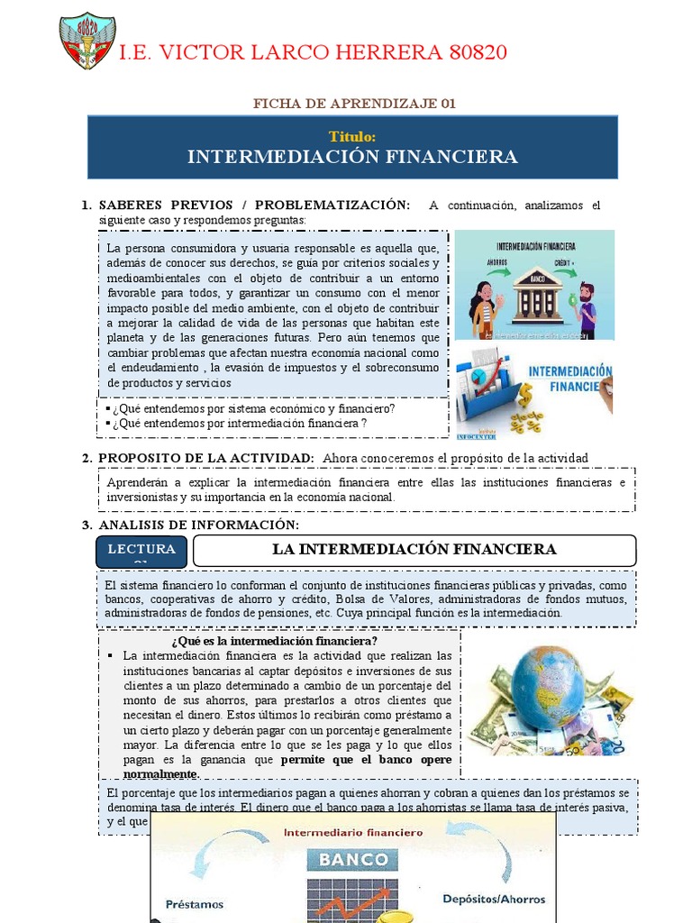 1 Ficha de Aprendizaje CCSS 2° Grado V Unidad | PDF | Bancos | Interés