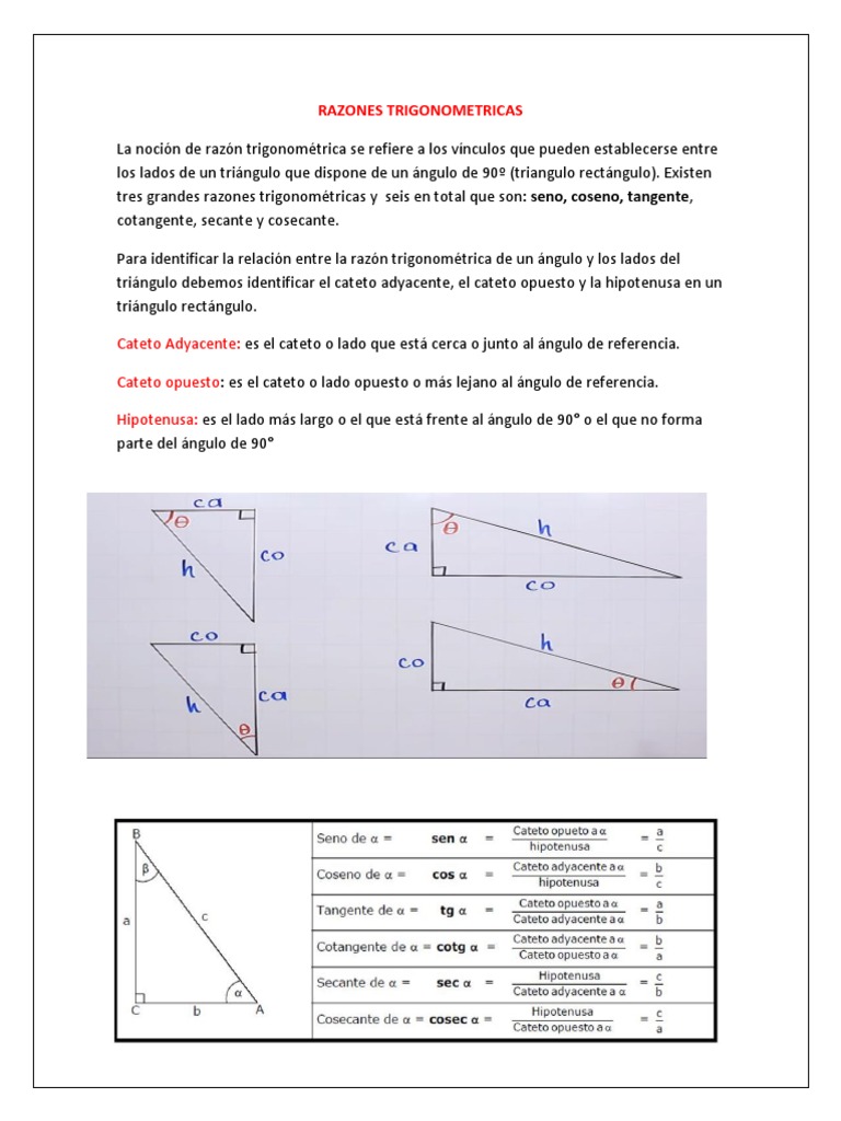 Guia Razones Trigonometricas | PDF | Funciones trigonométricas | Trigonometría