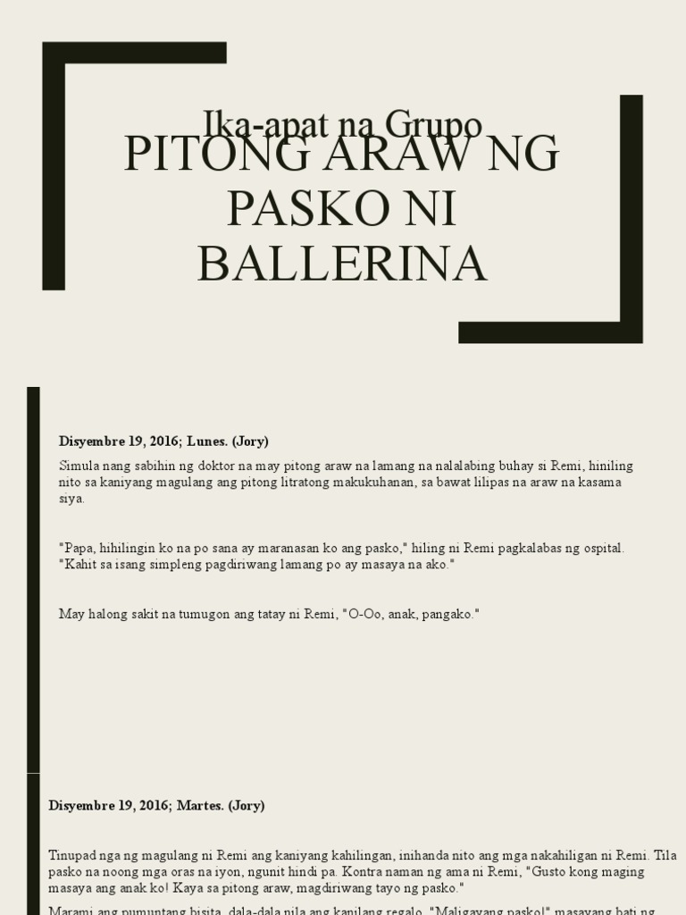 Pitong Araw NG Pasko Ni Ballerina | PDF