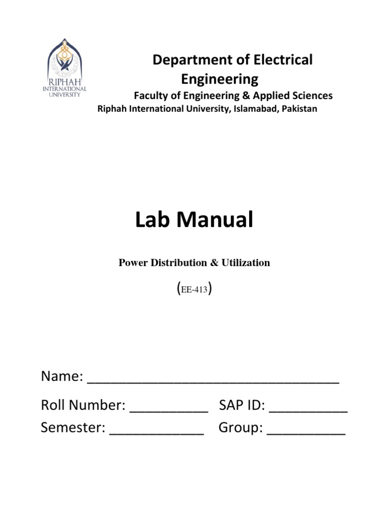 Power Distribution Lab Manual | PDF | Electric Power Transmission ...