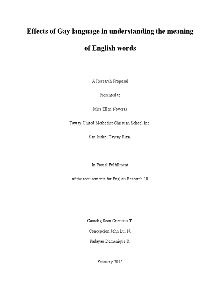 Impact of Gay Language on English Understanding | PDF | Vocabulary ...