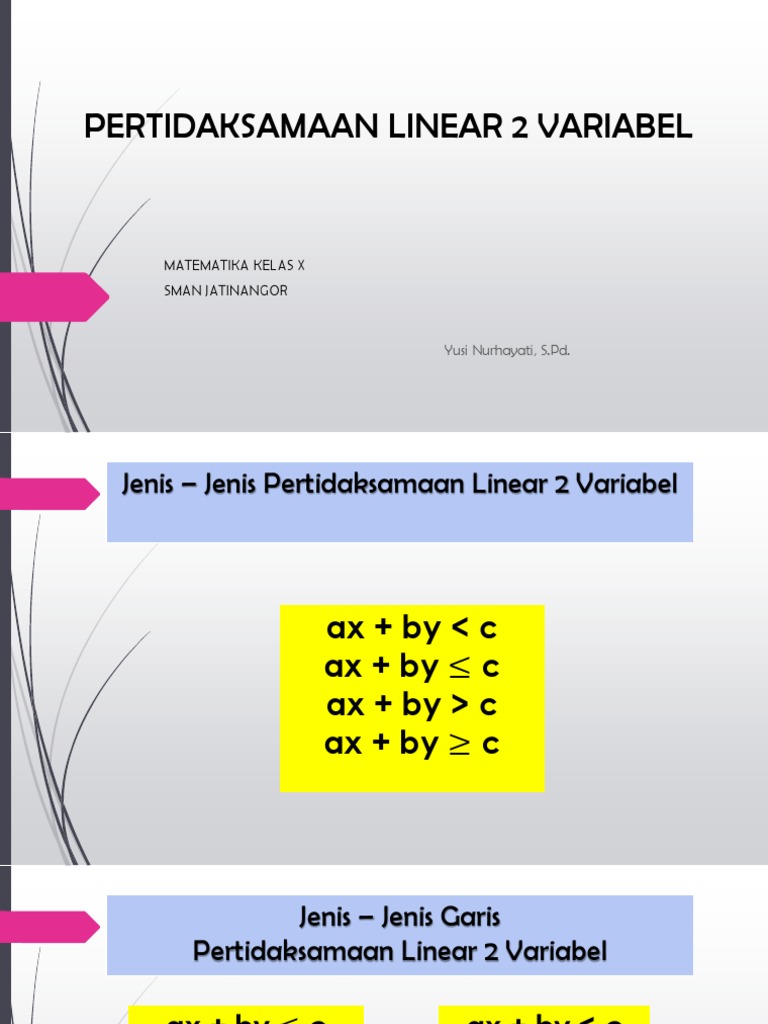 Pertidaksamaan Linear 2 Variabel Penjelasan | PDF