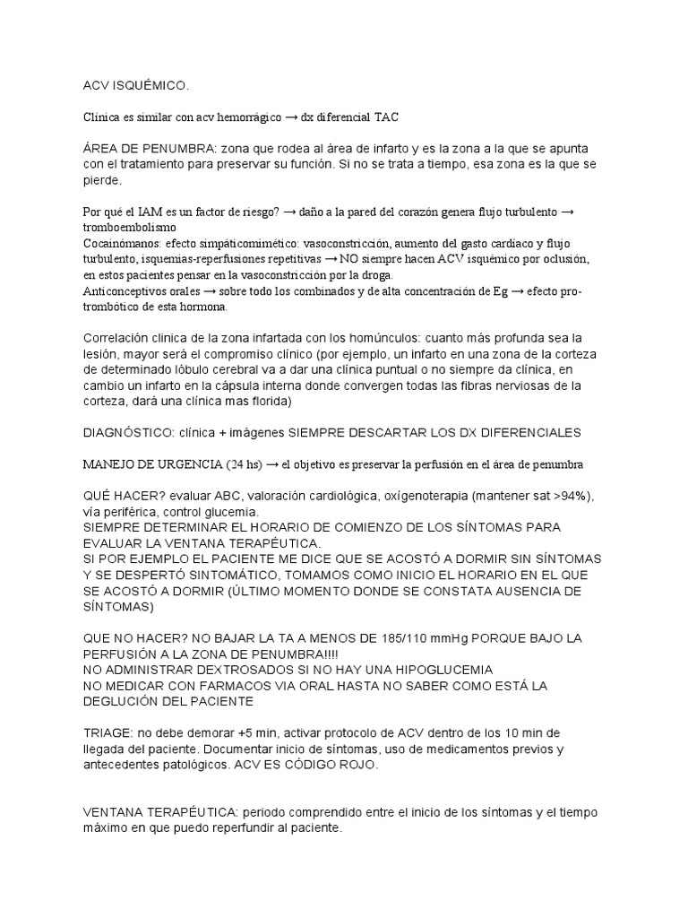 Clase Acv Isquemico | PDF | Carrera | Infarto de miocardio