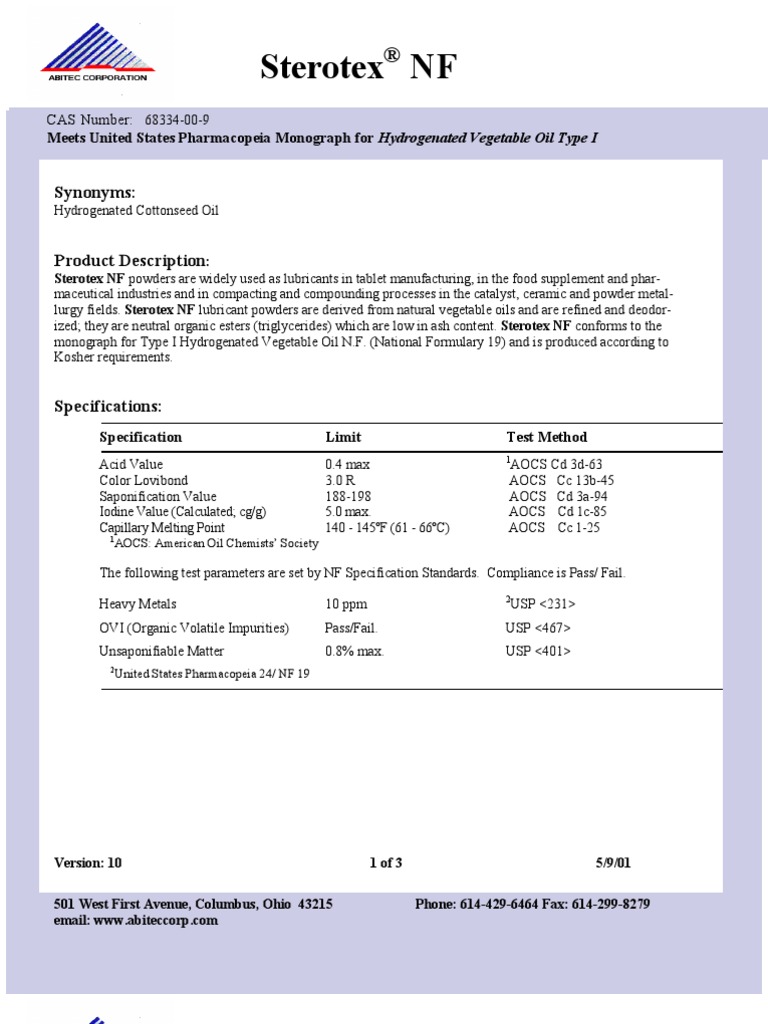 Sterotex NF | PDF | Technology & Engineering