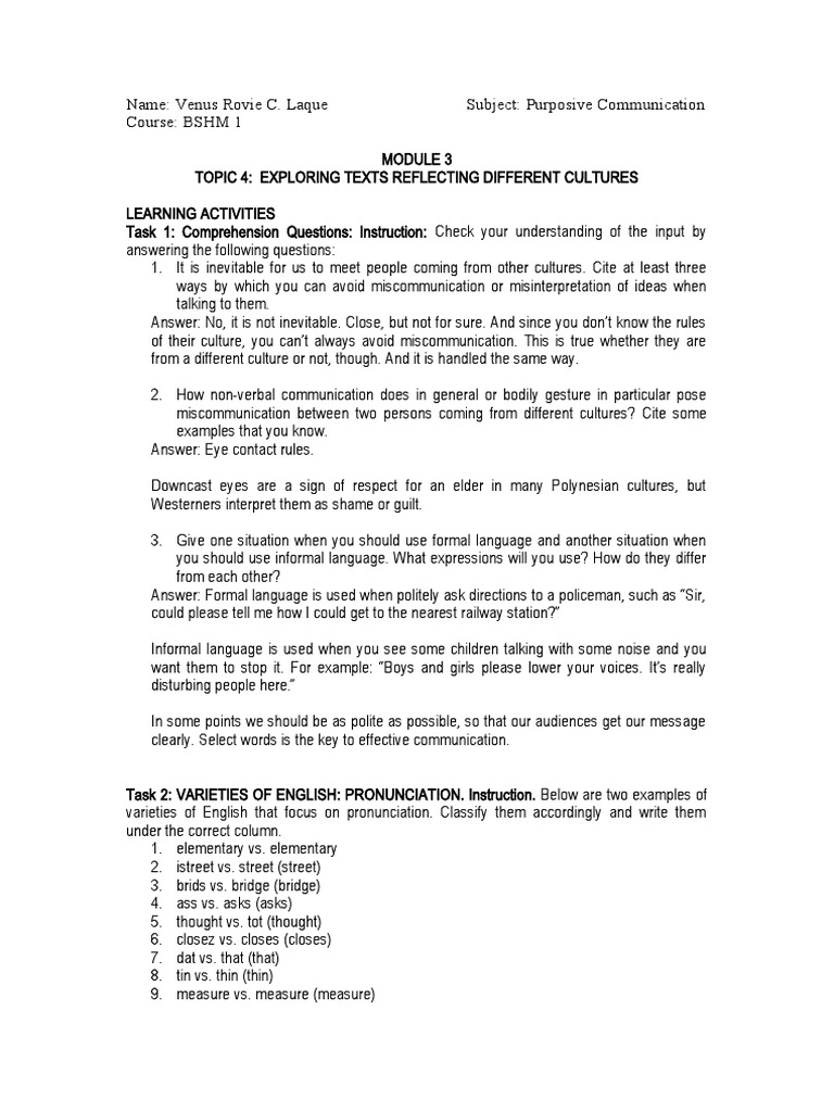 Module 3 - Topic4 | PDF | Communication | Nonverbal Communication