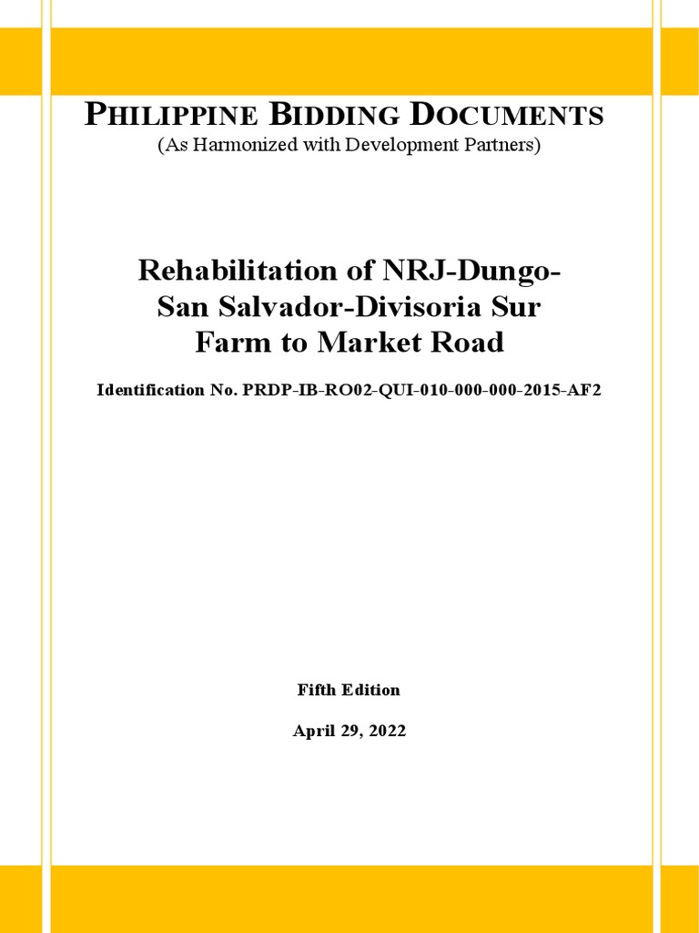 Final PBD of Rehab. of NRJ-Dungo-San Salvador-Divisoria Sur FMR - NPCO - 04.29.2022 | PDF ...