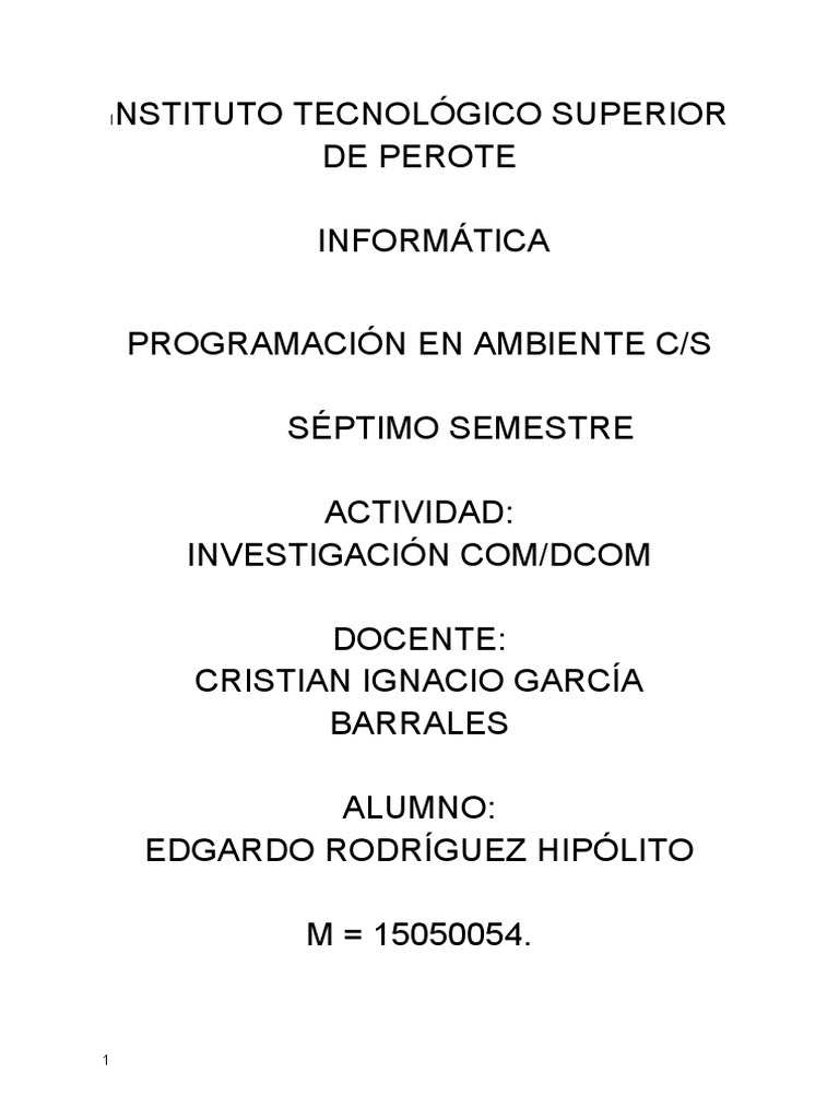 Com Dcom Component Object Model Distributed Com Pdf Modelo De Objetos Componentes
