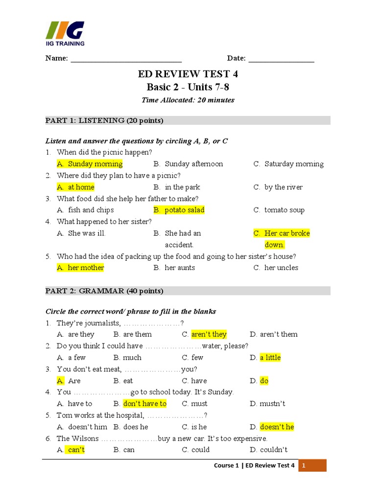 ED Review Test 4 | PDF