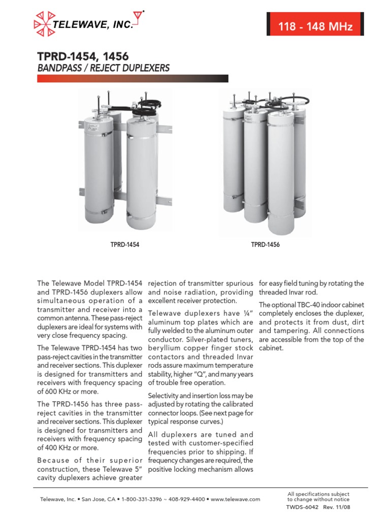 TPRD1454 | PDF | Transmitter | Broadcasting