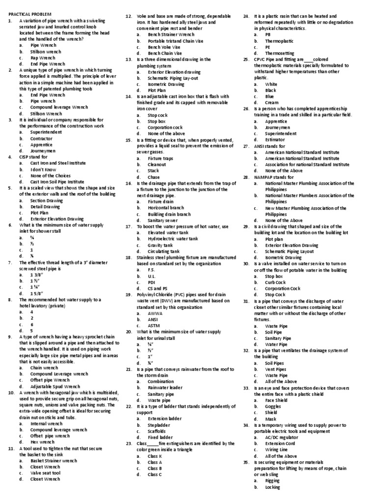 Practical Problem QUIZ 1 | PDF | Plumbing | Pipe (Fluid Conveyance)