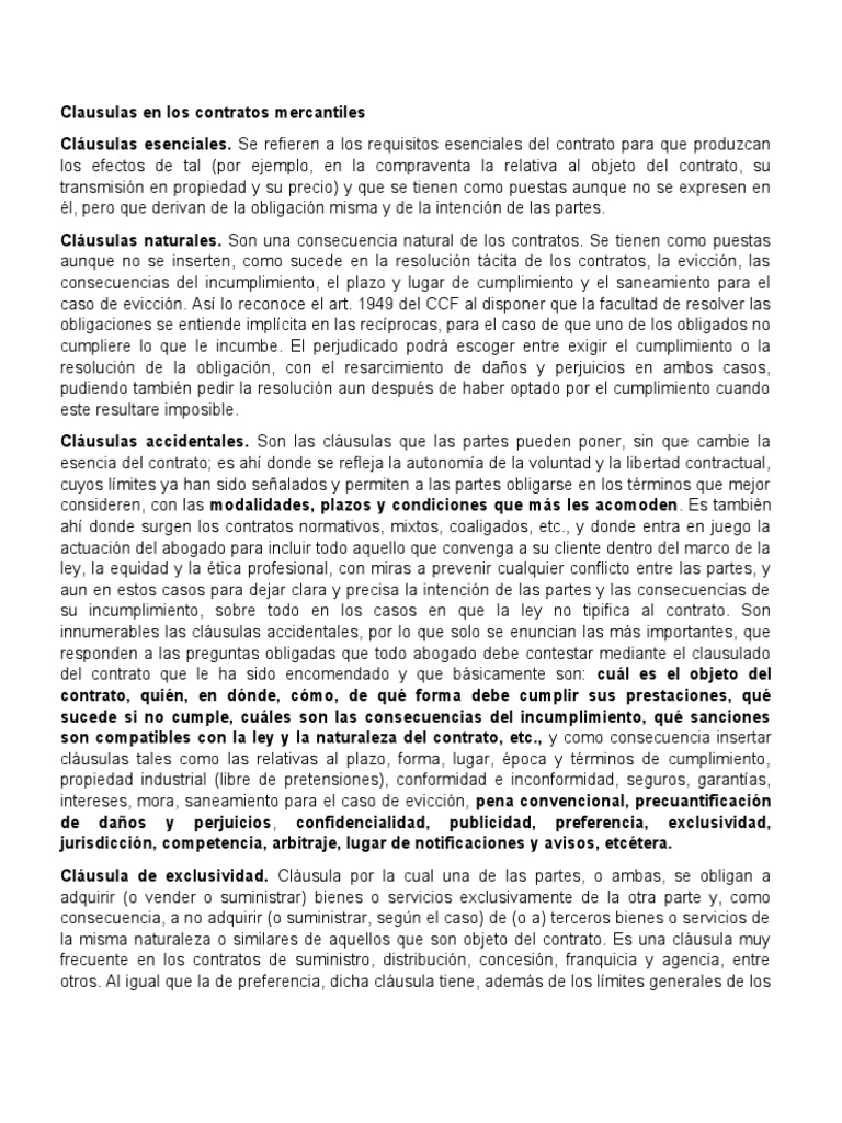 Clausulas en Los Contratos Mercantiles | PDF | Póliza de seguros ...