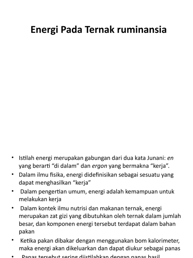Energi Pada Ternak Ruminansia | PDF